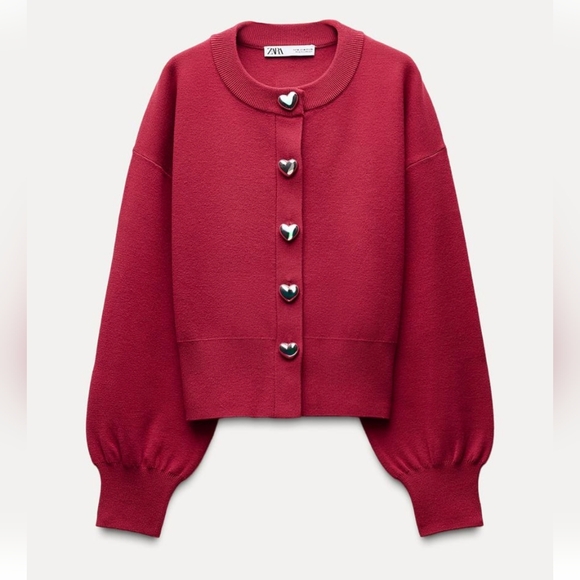 Jackets & Coats | Zara Heart Button Knit Cardigan | Poshmark